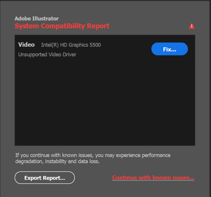 Solved Unsupported Video Driver Error Adobe Community 11824628 