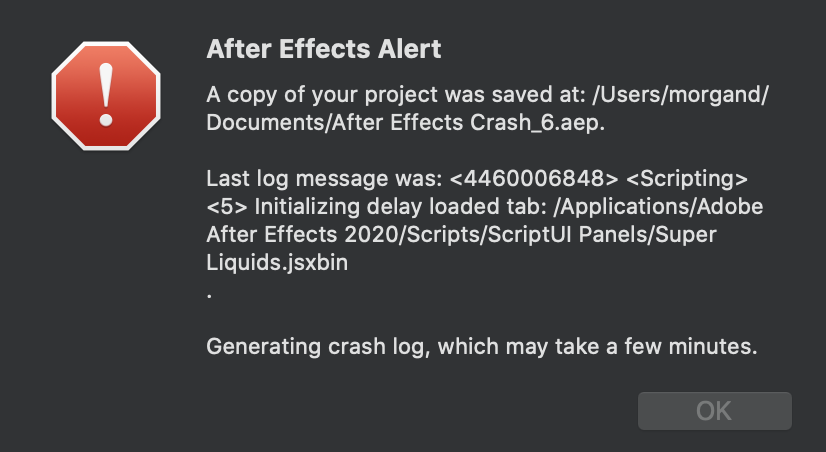 After Effects 17.7 - Crash at launch - ScriptUI Pa... - Adobe Community ...