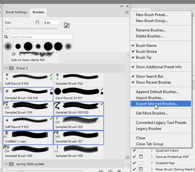 How to export a group of brushes? - Adobe Support Community - 11840143