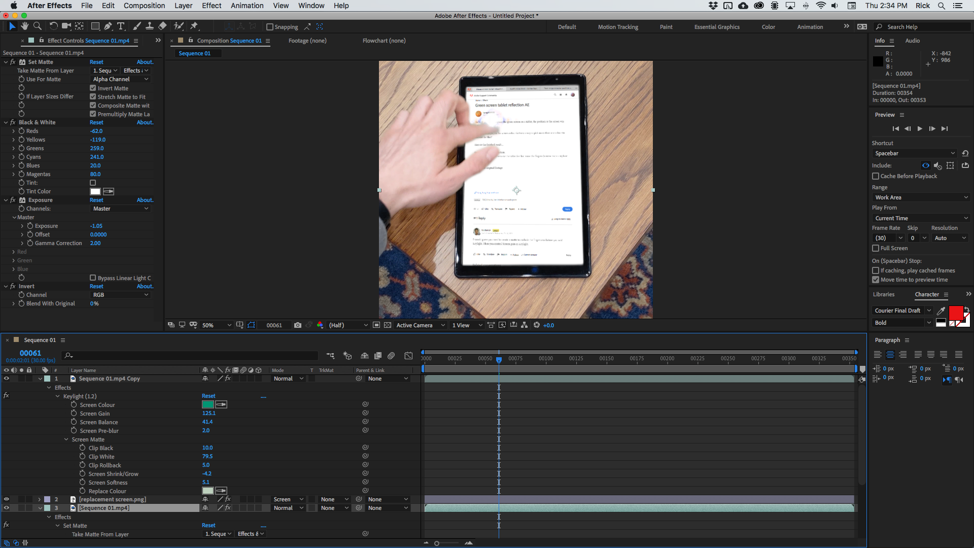 Green screen tablet reflection AE - Adobe Community - 11836208