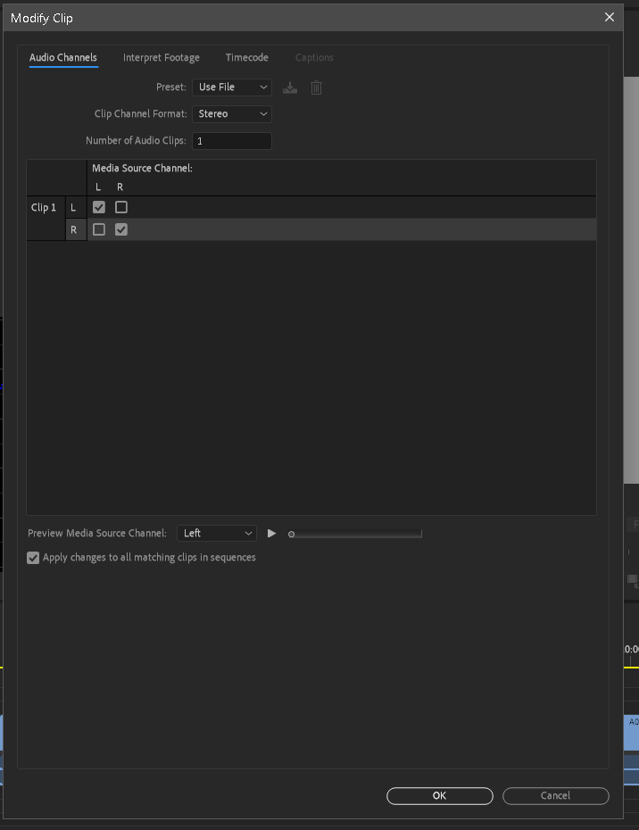 Modify Audio Channels - "Apply Changes" button mis... - Adobe Product Community - 11836239