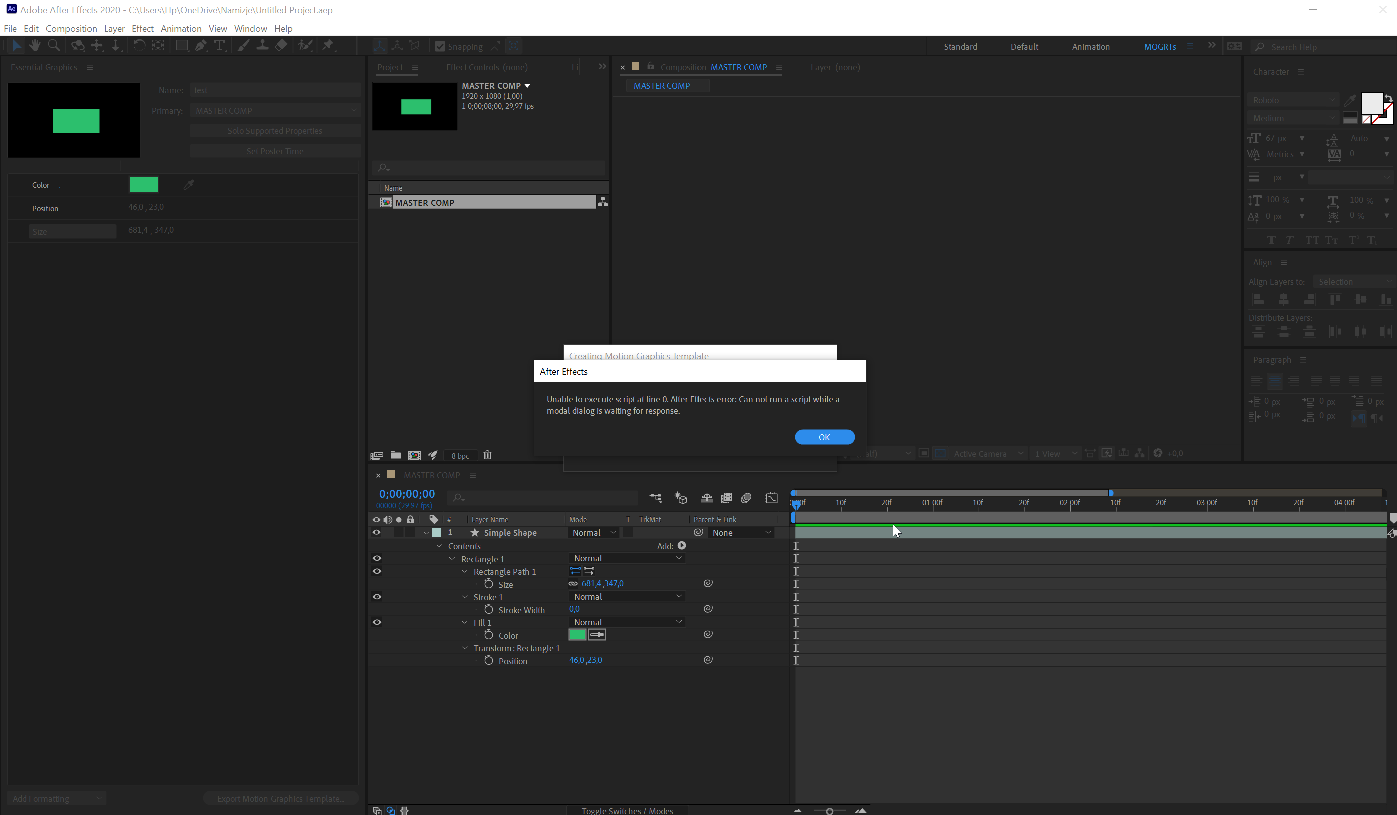 Solved: After effects Eror - Adobe Community - 11874868