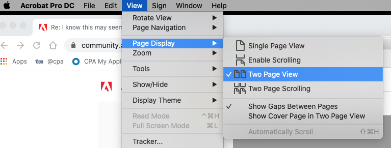 Document properties > Page layout> two up continuo... - Adobe Product ...