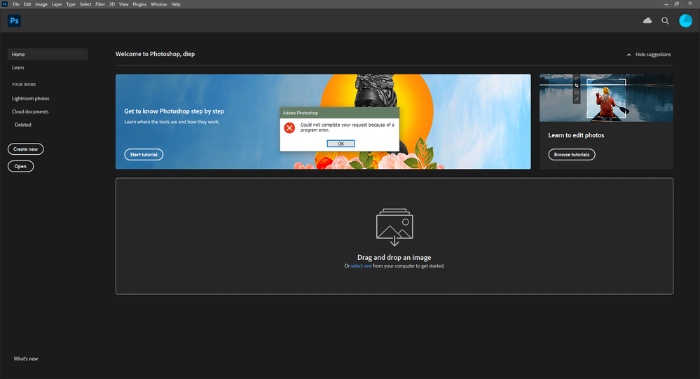 My Adobe Photoshop not work - Adobe Product Community - 11895959