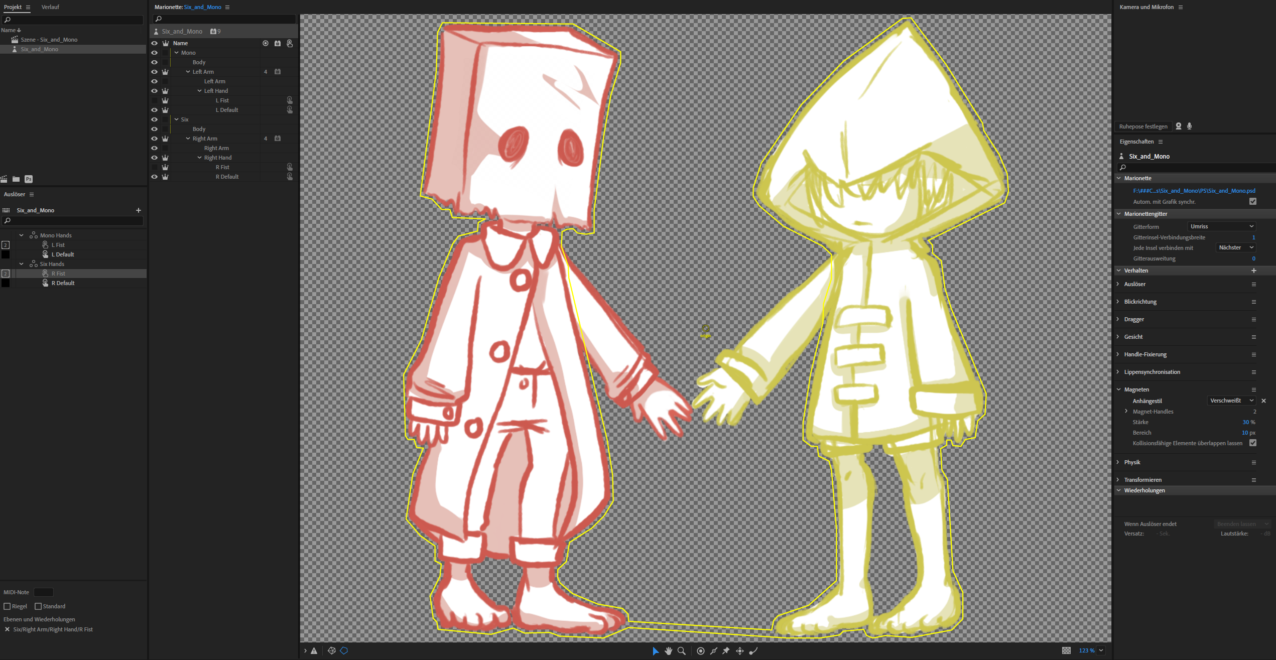 Solved: how to make two characters hold hands using magnet... - Adobe ...