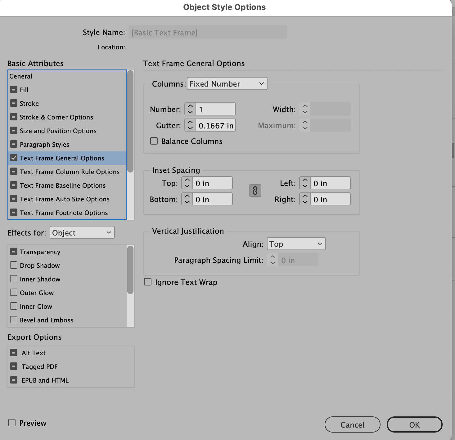 Solved: How do I set text frame vertical justification def... - Adobe ...