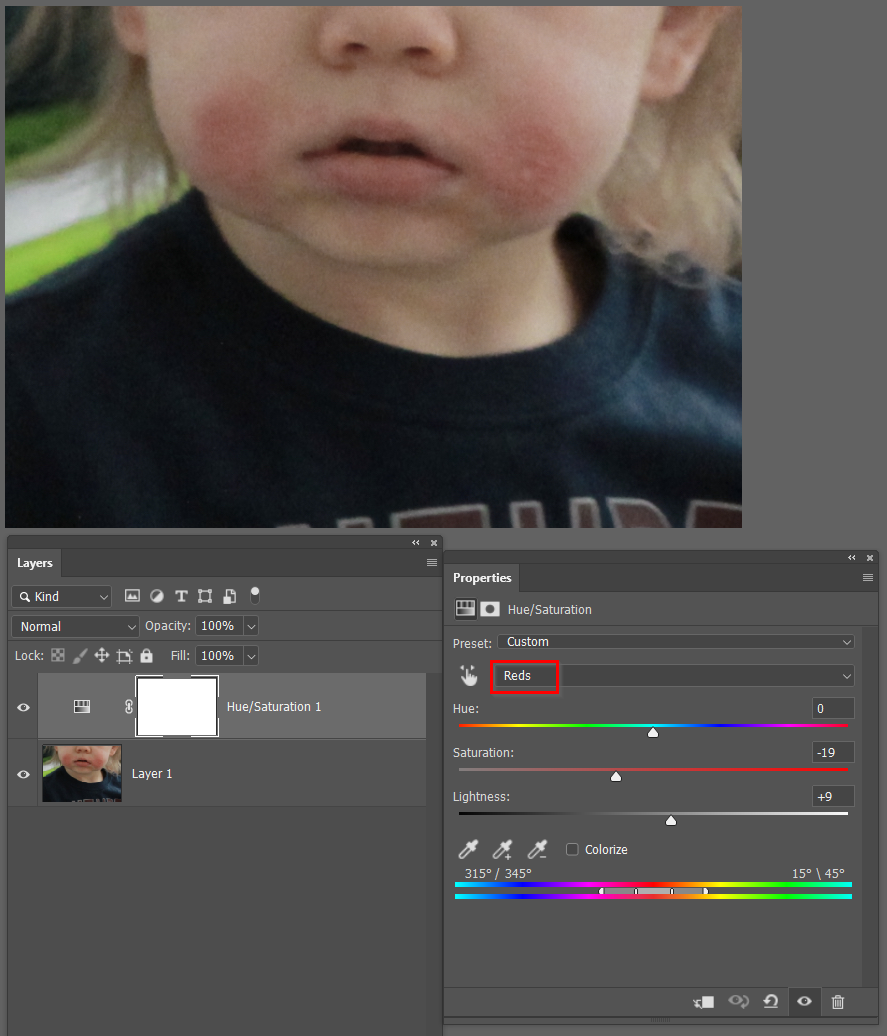 How to remove large patch of redness - Adobe Product Community - 11918444