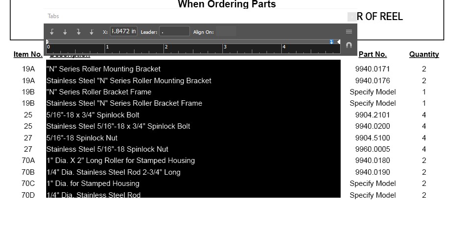 Adding tabs/leader to multiple rows in one column - Adobe Product ...