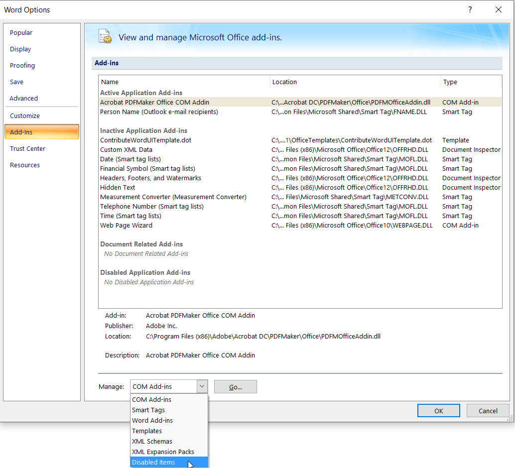 Word add-in - Adobe Product Community - 12008014
