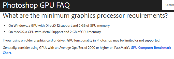 New version and OpenGL - Adobe Support Community - 12011973