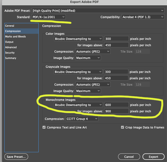 In creating a PDF with 600 ppi monochrome images..... - Adobe Community ...