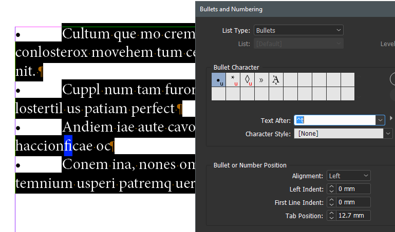 Indents and bullets in InDesign - Adobe Product Community - 12071384