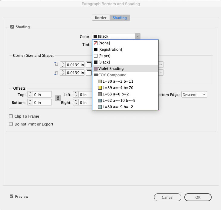 Solved: custom colour for paragraph shading - Adobe Community - 12077458