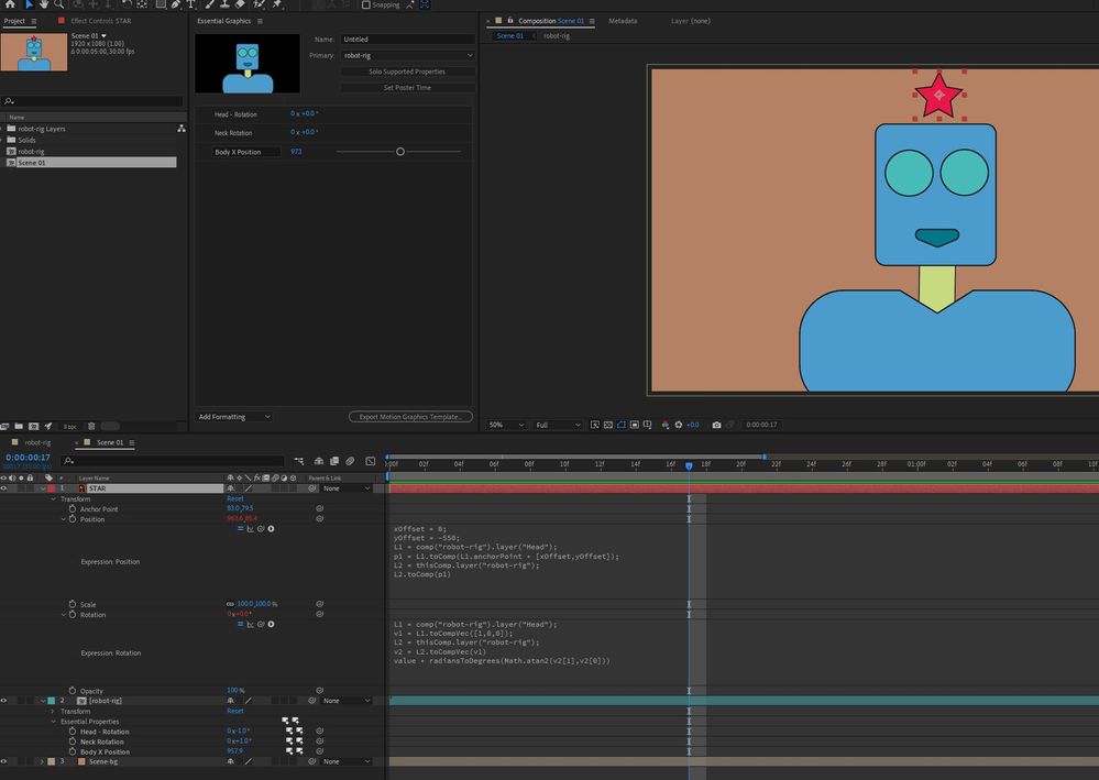 Parenting to layer inside a character rig comp - Adobe Community - 12080628