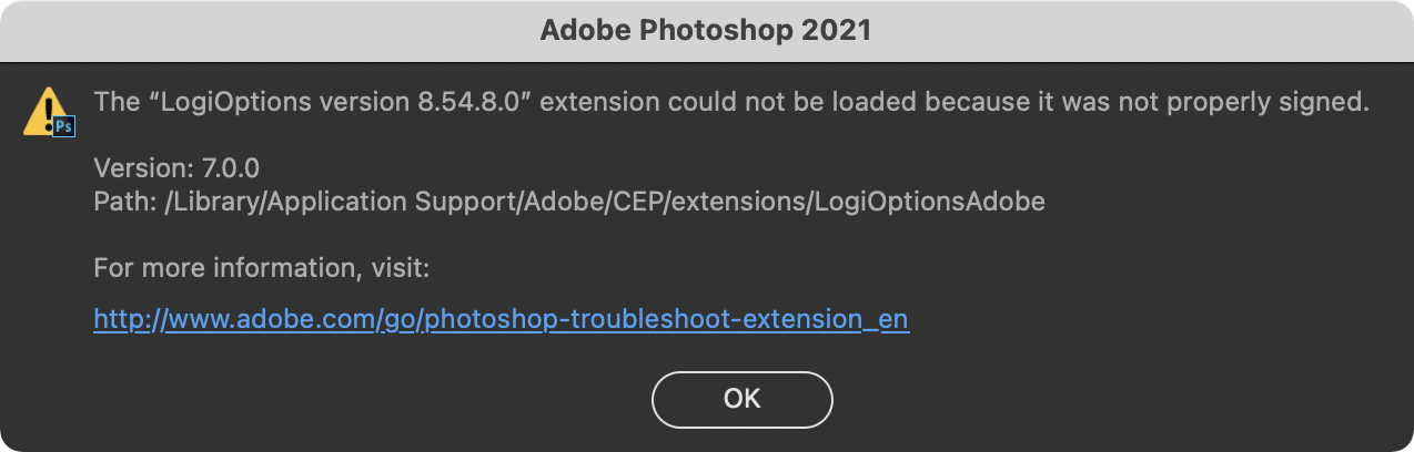 Solved: LogiOptions could not be loaded because it was not... - Adobe ...