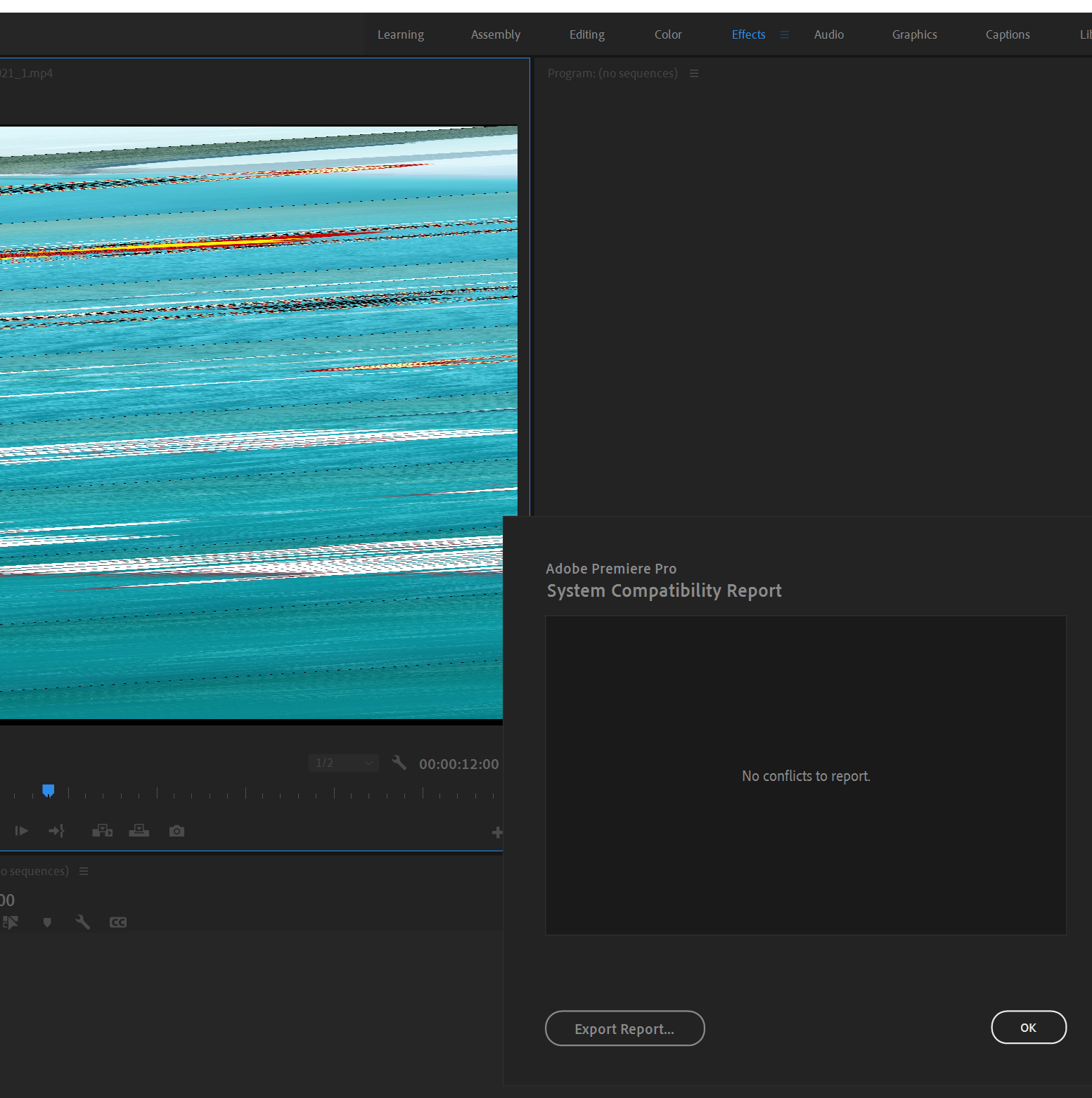 Video import shows diagonal distortion - Adobe Support Community - 12108331