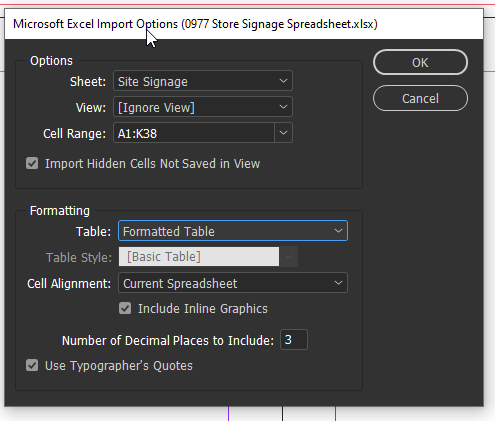 Place Excel file into InDesign with excel characte... - Adobe Community ...
