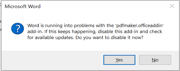 Solved: Word is running into problems with pdfmaker.office... - Adobe ...