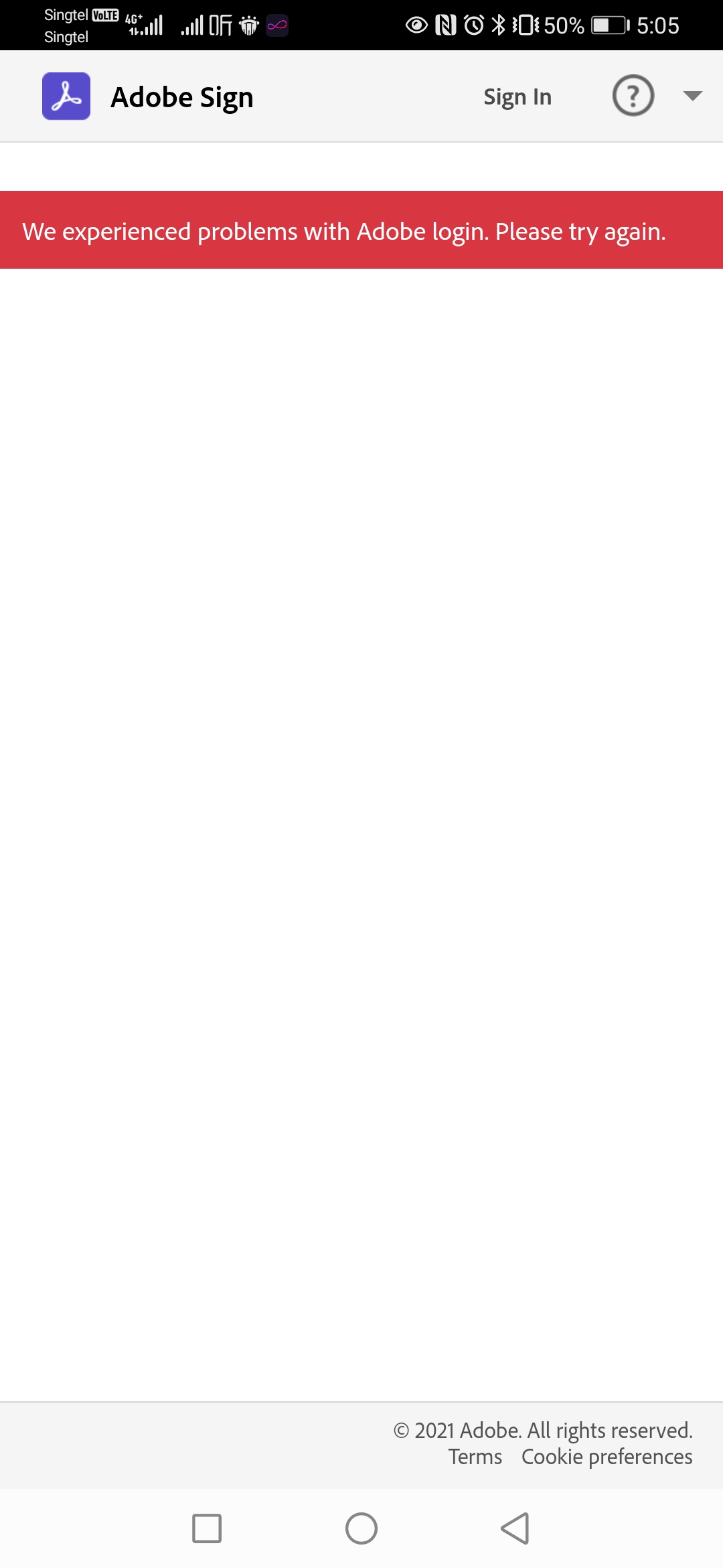 When sign in Adobe sign mobile apl - Adobe Product Community - 12128770