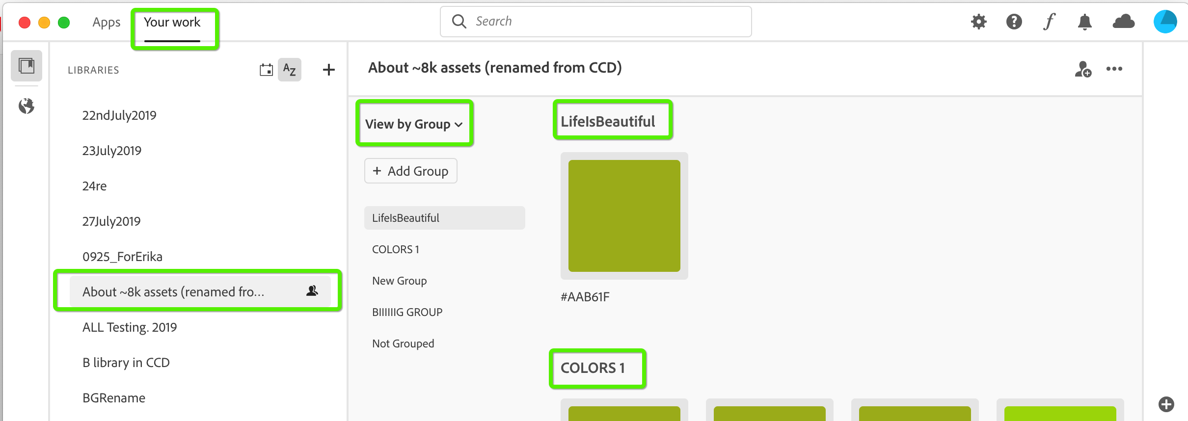 Library groups not available in CC work area - Adobe Support Community ...