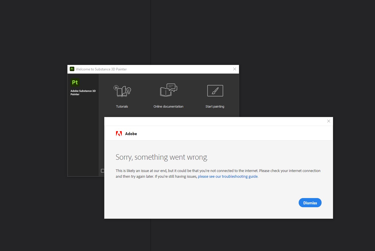 Substance 3D Painter "Sorry, something went wrong.... - Adobe Product ...