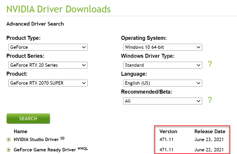 NVIDIA RTX 2070 Super studio driver v. 3.23.0.74 ... - Adobe Community ...