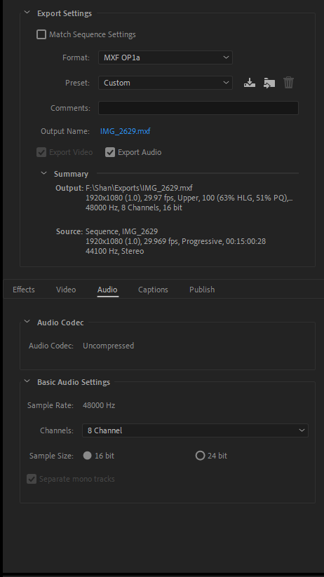Solved: Help with MXF Export with 8 channel audio - Adobe Community ...
