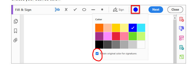 Solved: How do I change the fill and sign to blue ink sign... - Adobe ...