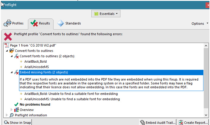 Preflight Embeded Missing Fonts - Adobe Community - 10754313