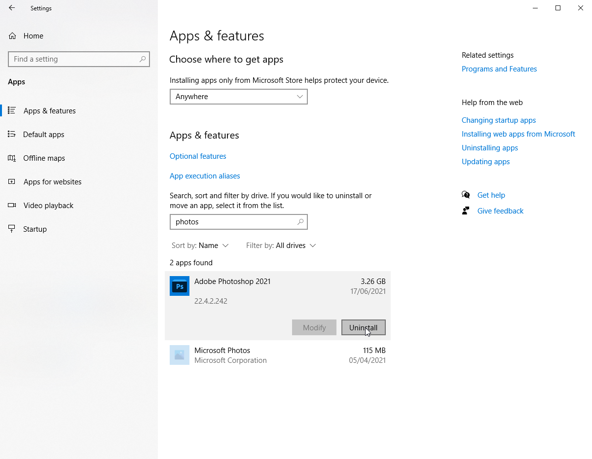 Cannot Uninstall program (also Photoshop freezing) - Adobe Community ...