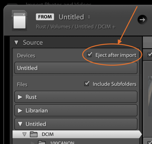 P: Ability to disable eject memory card after impo... - Adobe Product ...