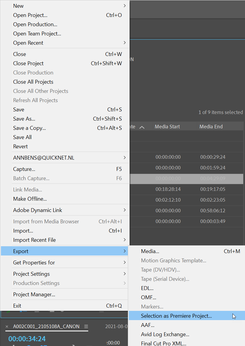 Help creating a premiere project from a single seq... - Adobe Community - 12306552