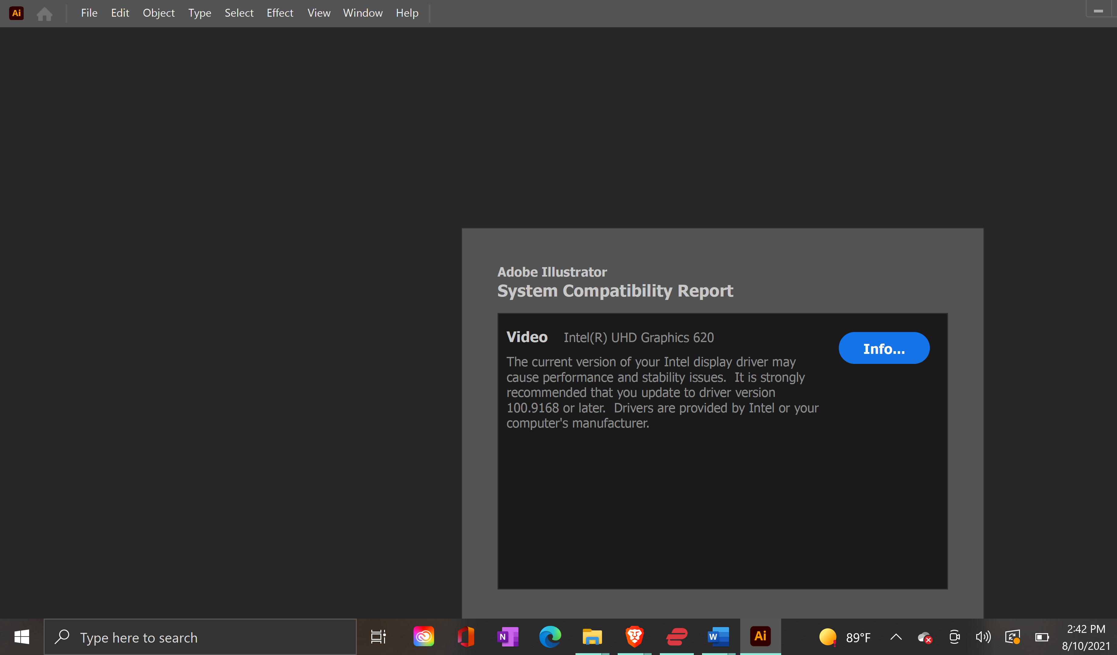 System Compatibility Report message when Illustrat... - Adobe Product ...