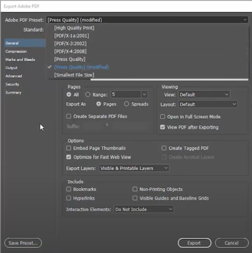 Solved: InDesign export to PDF dialog box completely missi... - Adobe Community - 12311805