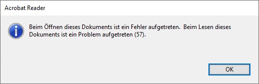 Solved: Error 57 again and again for opening a document - Adobe Product ...