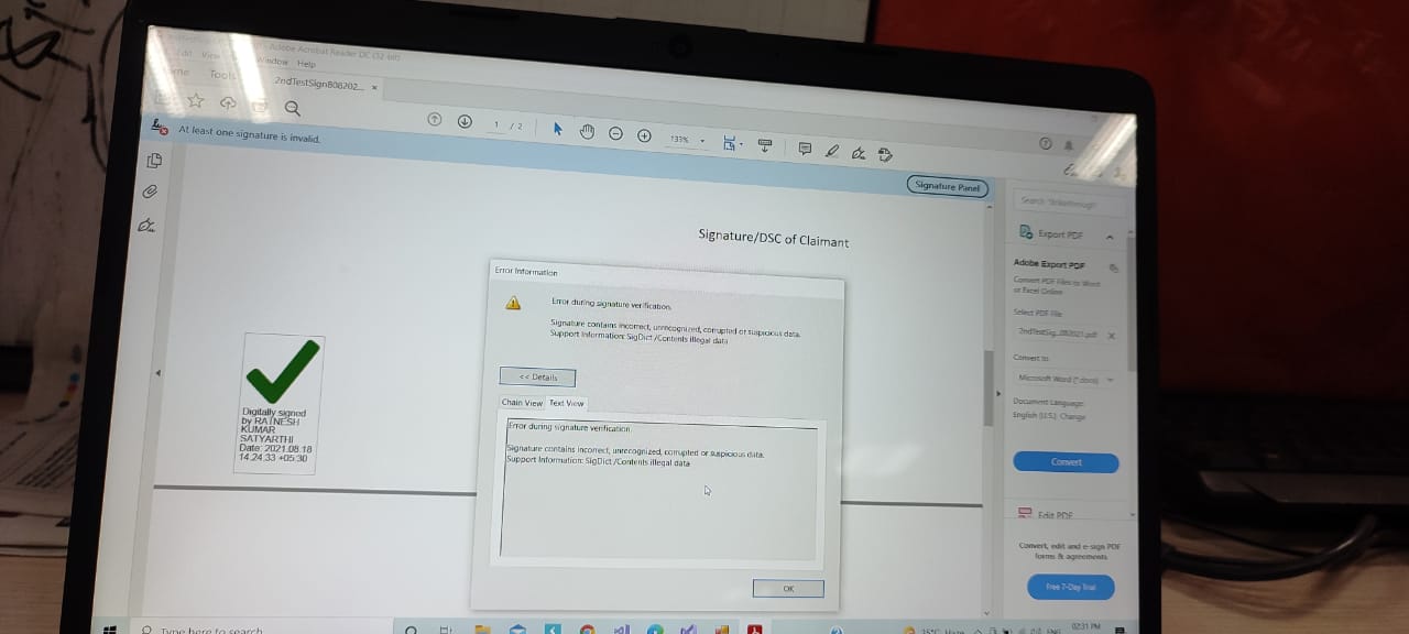 Digital Sign verification after append a new page ... - Adobe Product ...