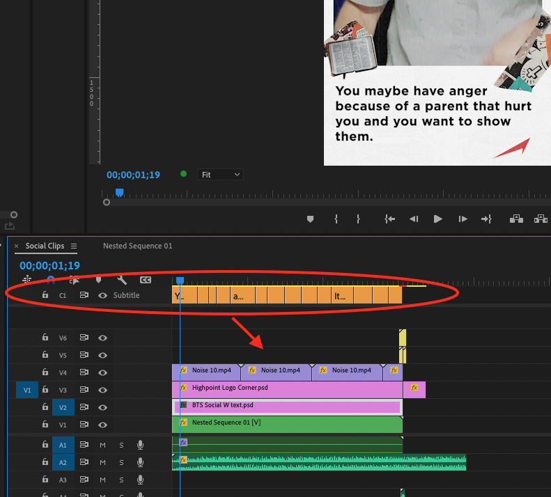 Subtitle / CC on normal sequence line. - Adobe Community - 12352704