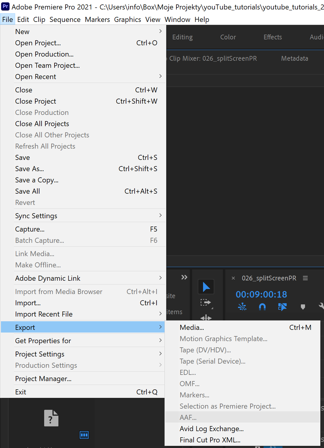 Solved: No option to export AAF in Prem 2021 - Adobe Product Community ...