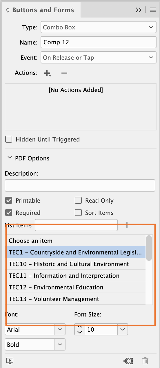 Solved: Edit 'list items' in Buttons and Forms - Adobe Community - 12392493