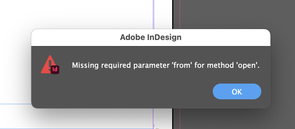 Solved: Missing required parameter from for method open - Adobe Product Community - 12396863