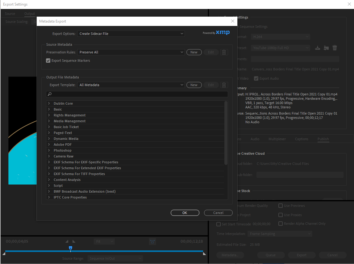 Solved: SOLVED: Can't add METADATA to MP4 exports from Pre... - Adobe ...