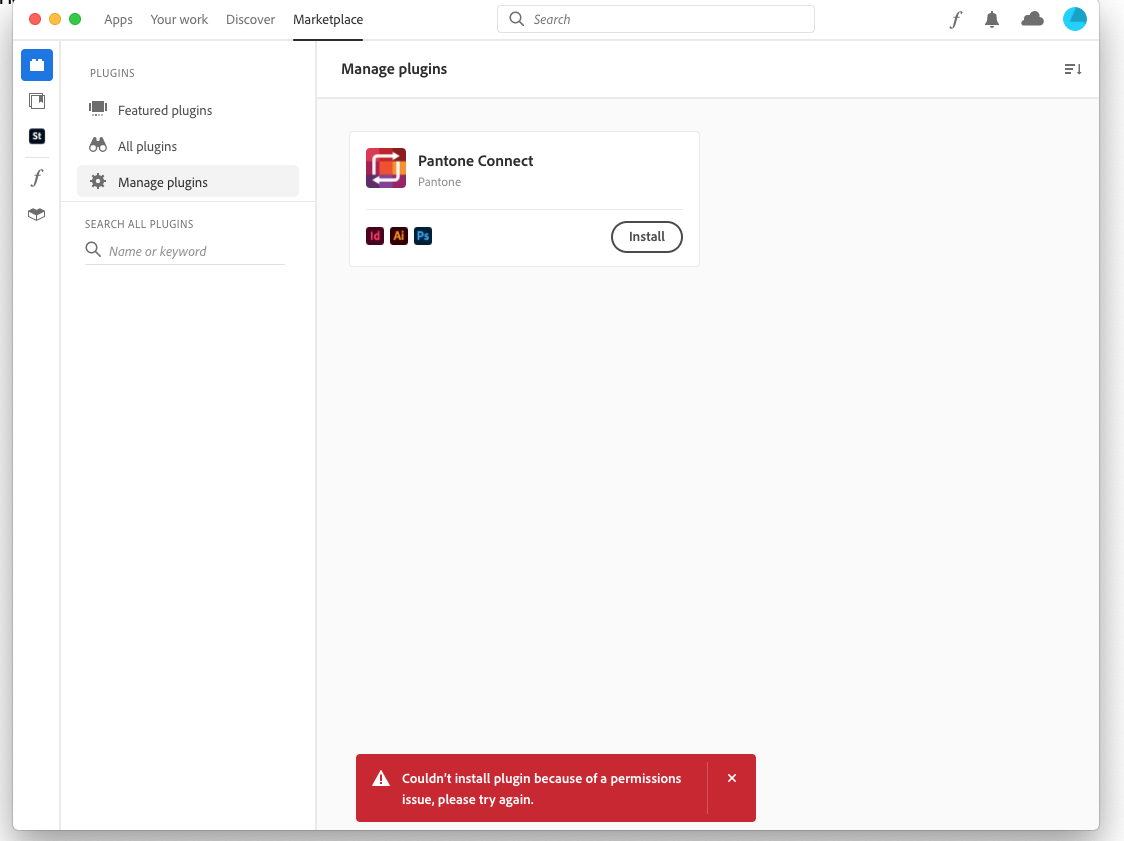 Problems updating Pantone Connect Plugin - Adobe Product Community - 12415523