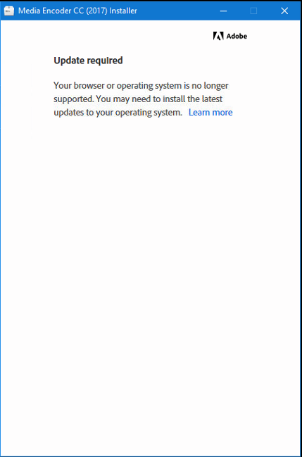 Installer update required error - Adobe Community - 12433340