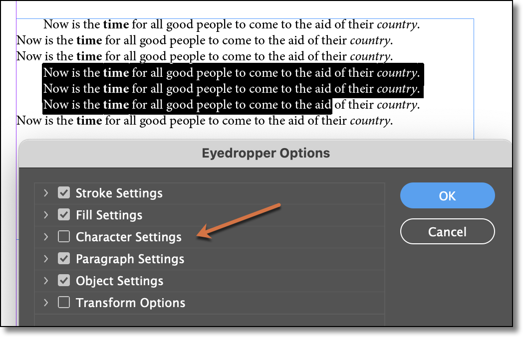 eyedropper tool deleting character styles - Adobe Community - 12439321