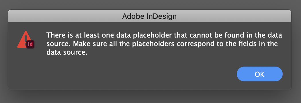 Data Placeholder cannot be found - Adobe Product Community - 12440098
