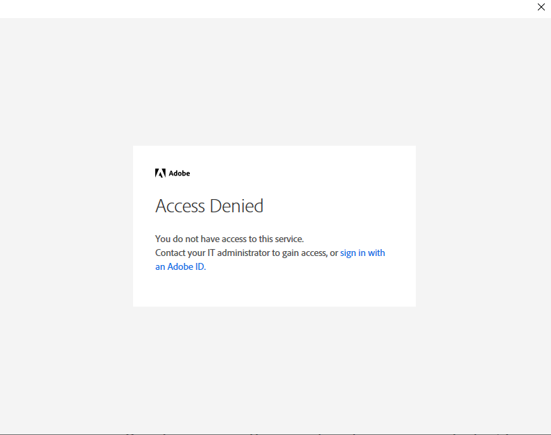 "Access Denied" when trying to sign in - Adobe Community - 12451677
