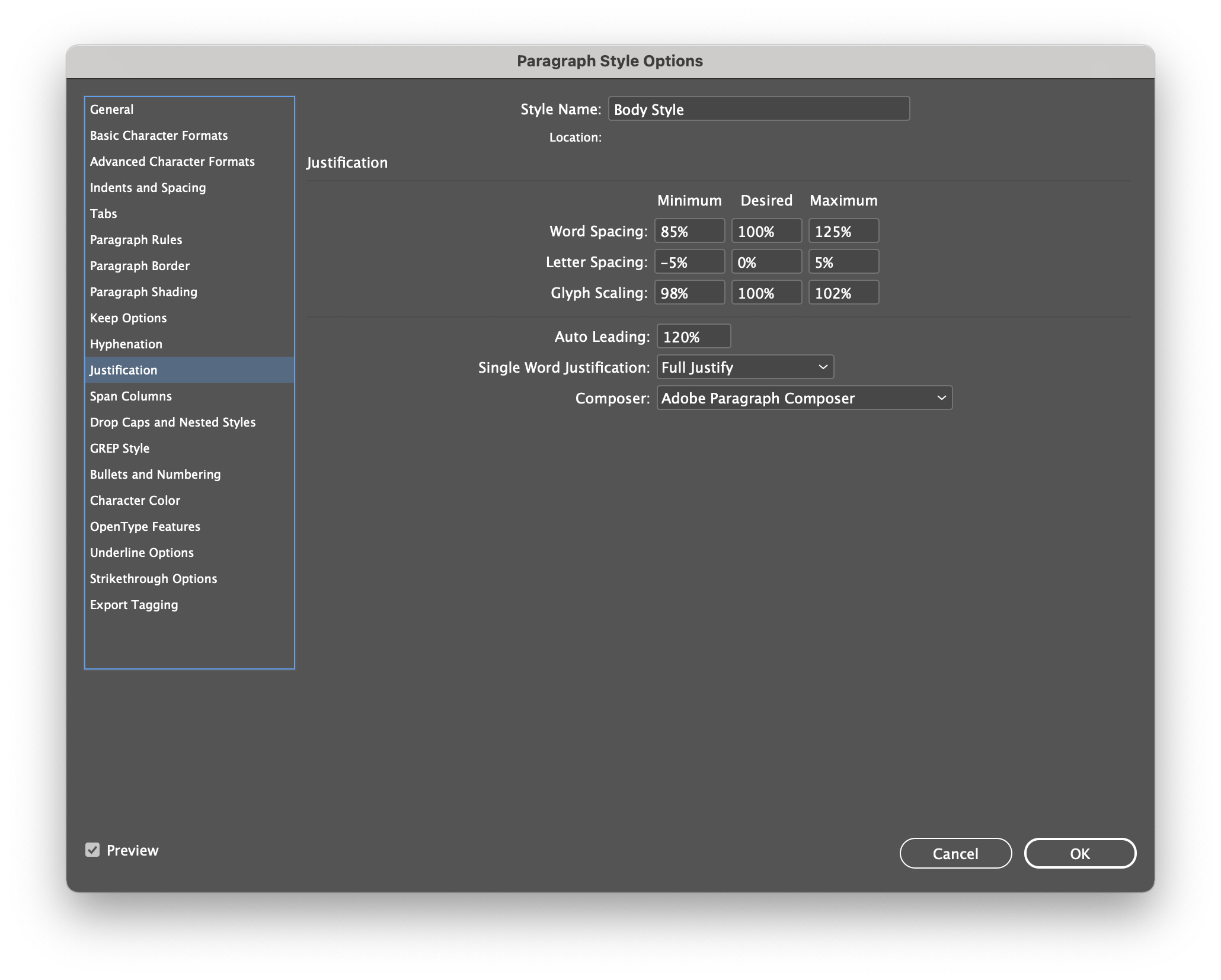 Best Full Justification Settings? - Adobe Product Community - 12452206