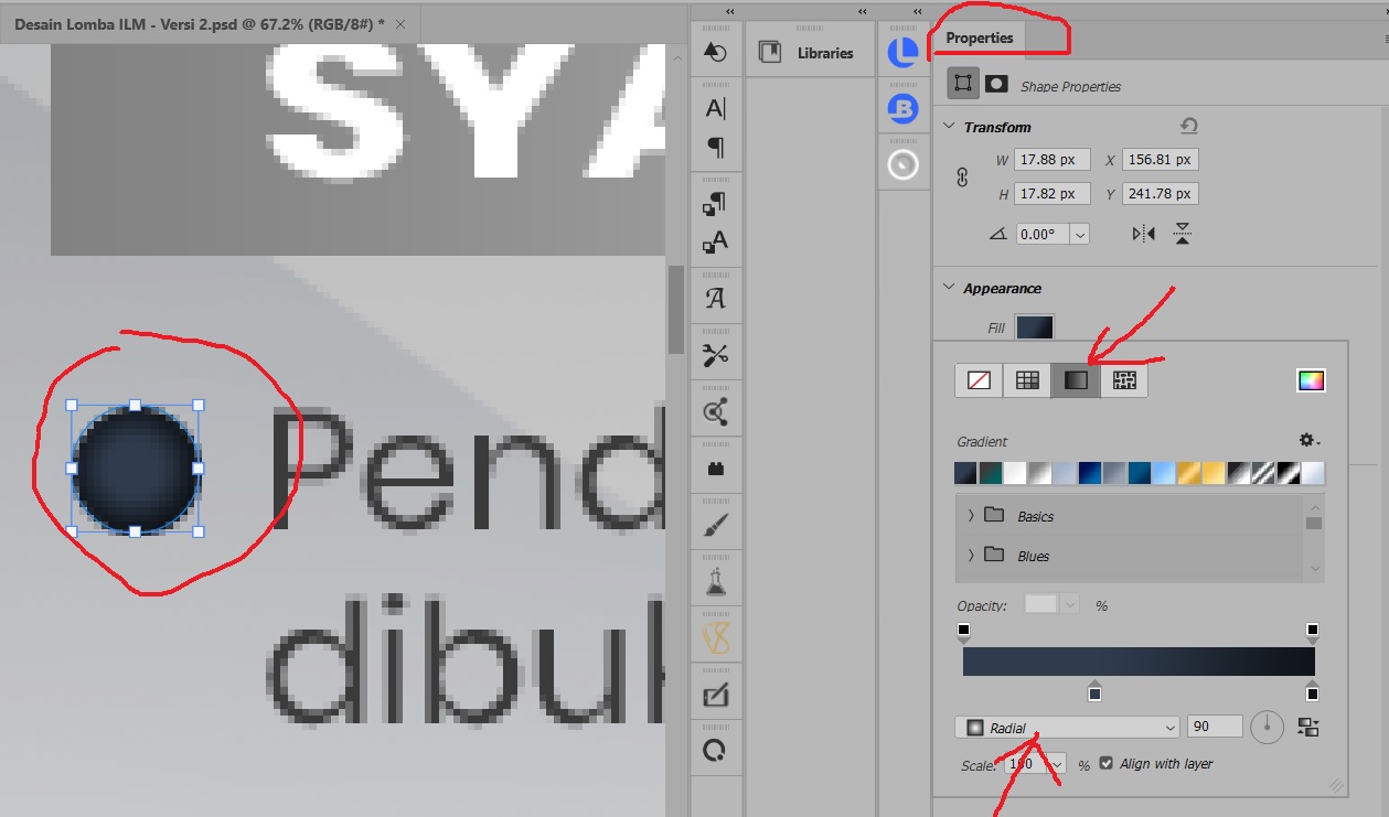 Solved: How to change gradient fill position in ellipse sh... - Adobe ...