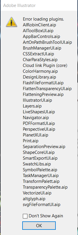 Illstrator has error with loading plug-in - Adobe Community - 12459178