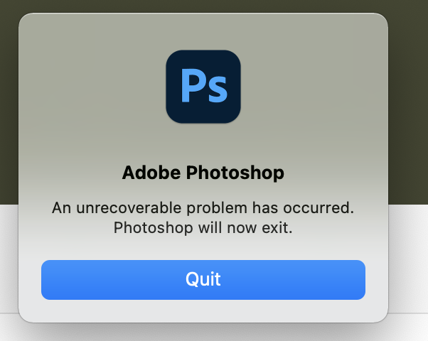 Solved: An unrecoverable problem has occurred photoshop - Adobe Product ...